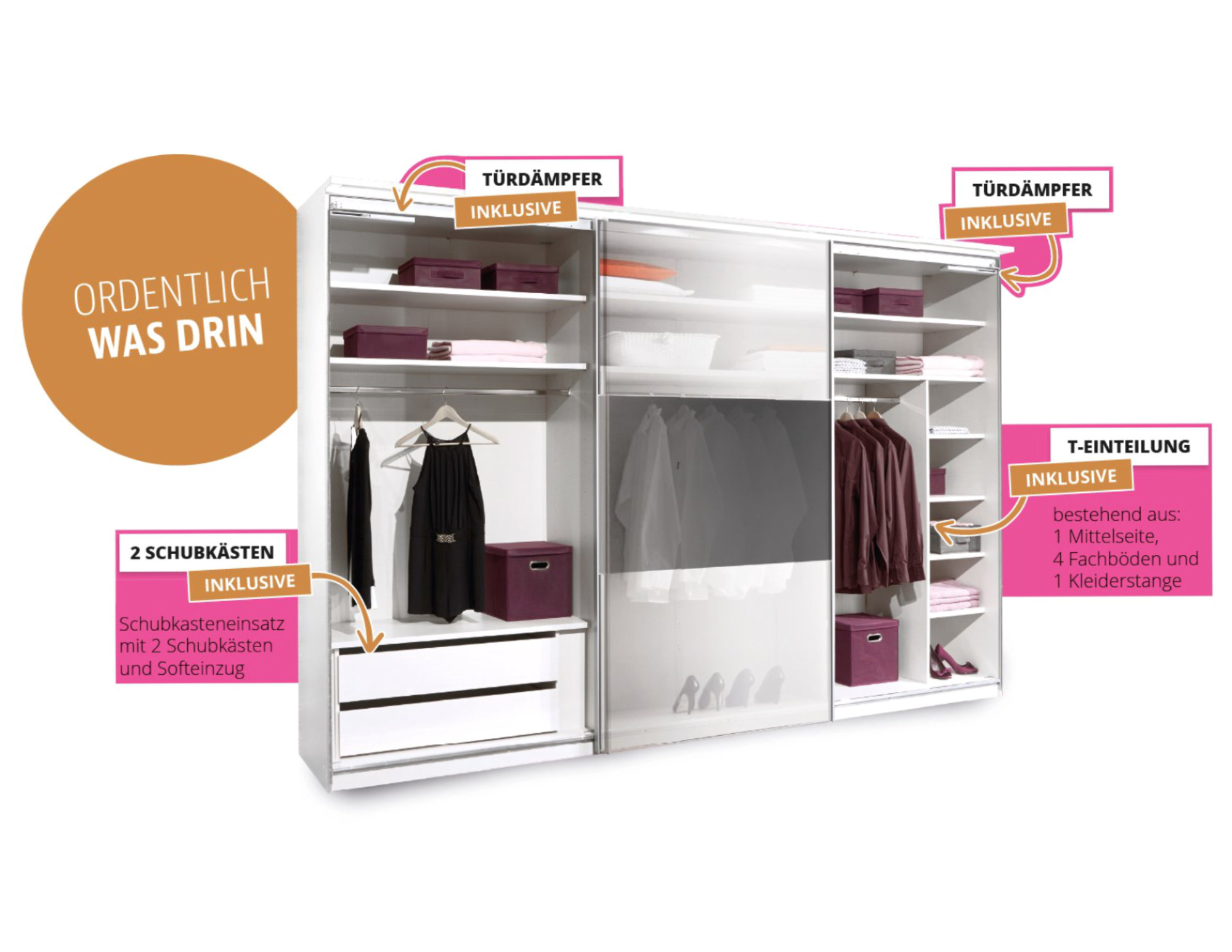 Includo Schwebetürenschrank online günstig kaufen ¦ Disco Möbel